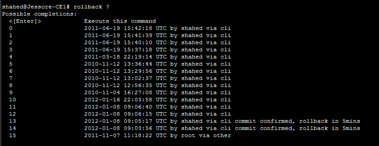 Juniper rollback command Back Previous Configuration - GPON Solution