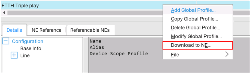 Line Profile Create by NCE-FAN NMS - GPON Solution