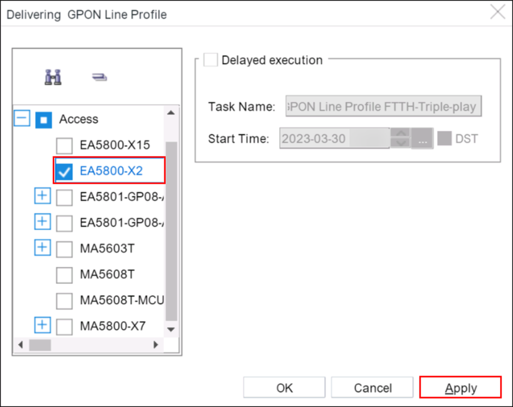 Line Profile Create by NCE-FAN NMS - GPON Solution