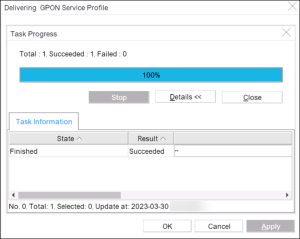 Service Profile create by iMaster NCE-FAN NMS - GPON Solution