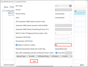 Service Profile create by iMaster NCE-FAN NMS - GPON Solution