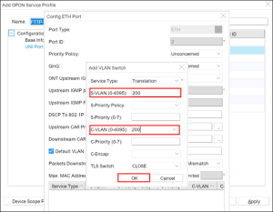 Service Profile create by iMaster NCE-FAN NMS - GPON Solution