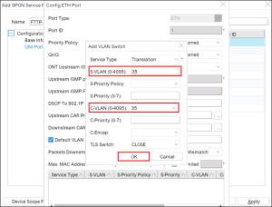 Service Profile create by iMaster NCE-FAN NMS - GPON Solution